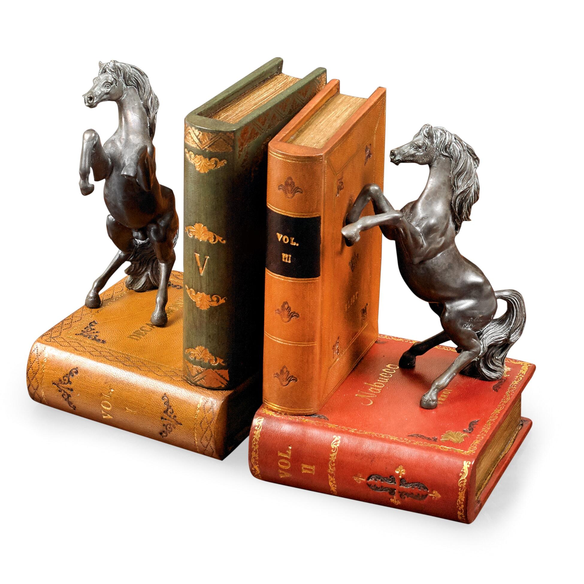 Leather Books Horse Bookends