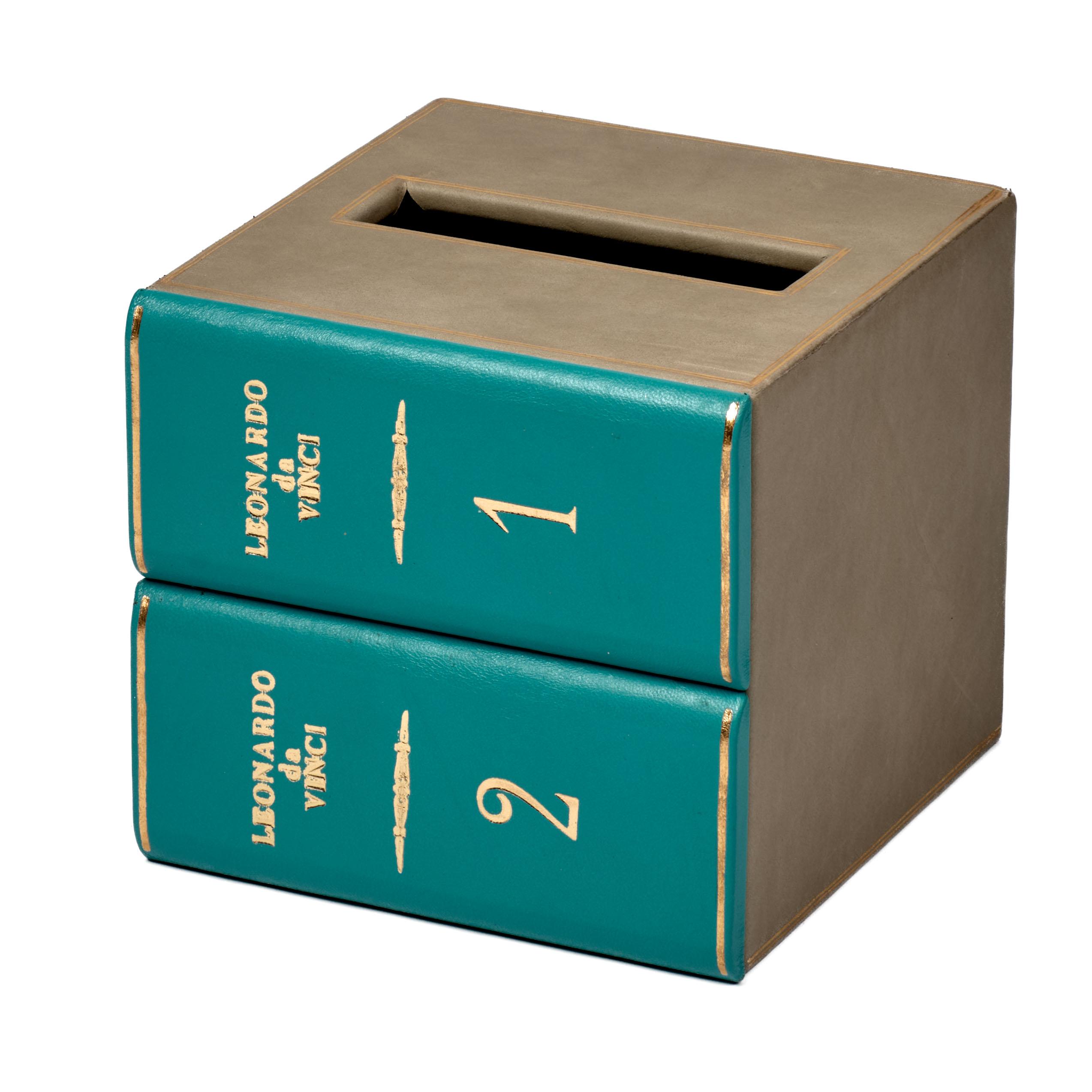Leather Books Square Tissue Boxes
