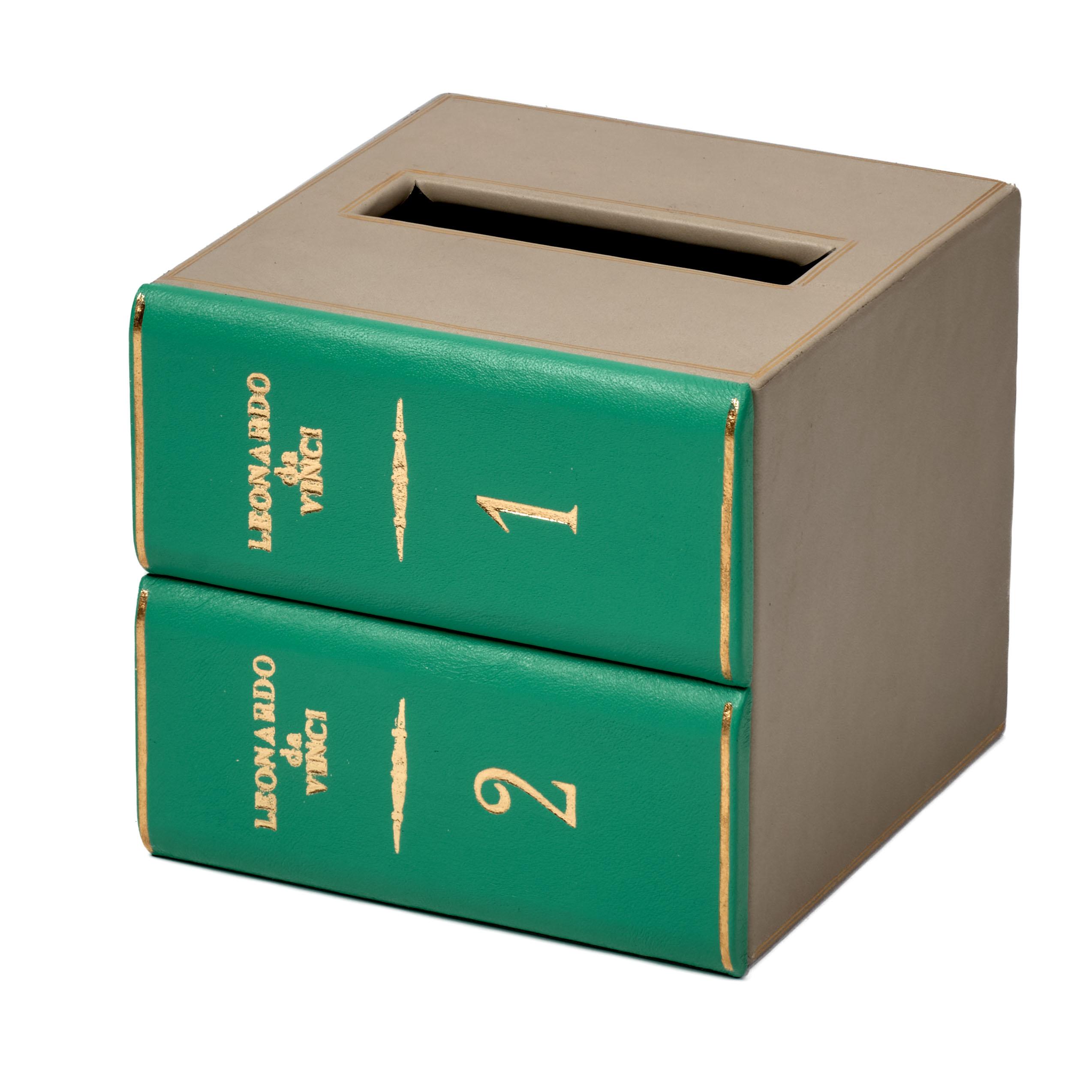 Leather Books Square Tissue Boxes