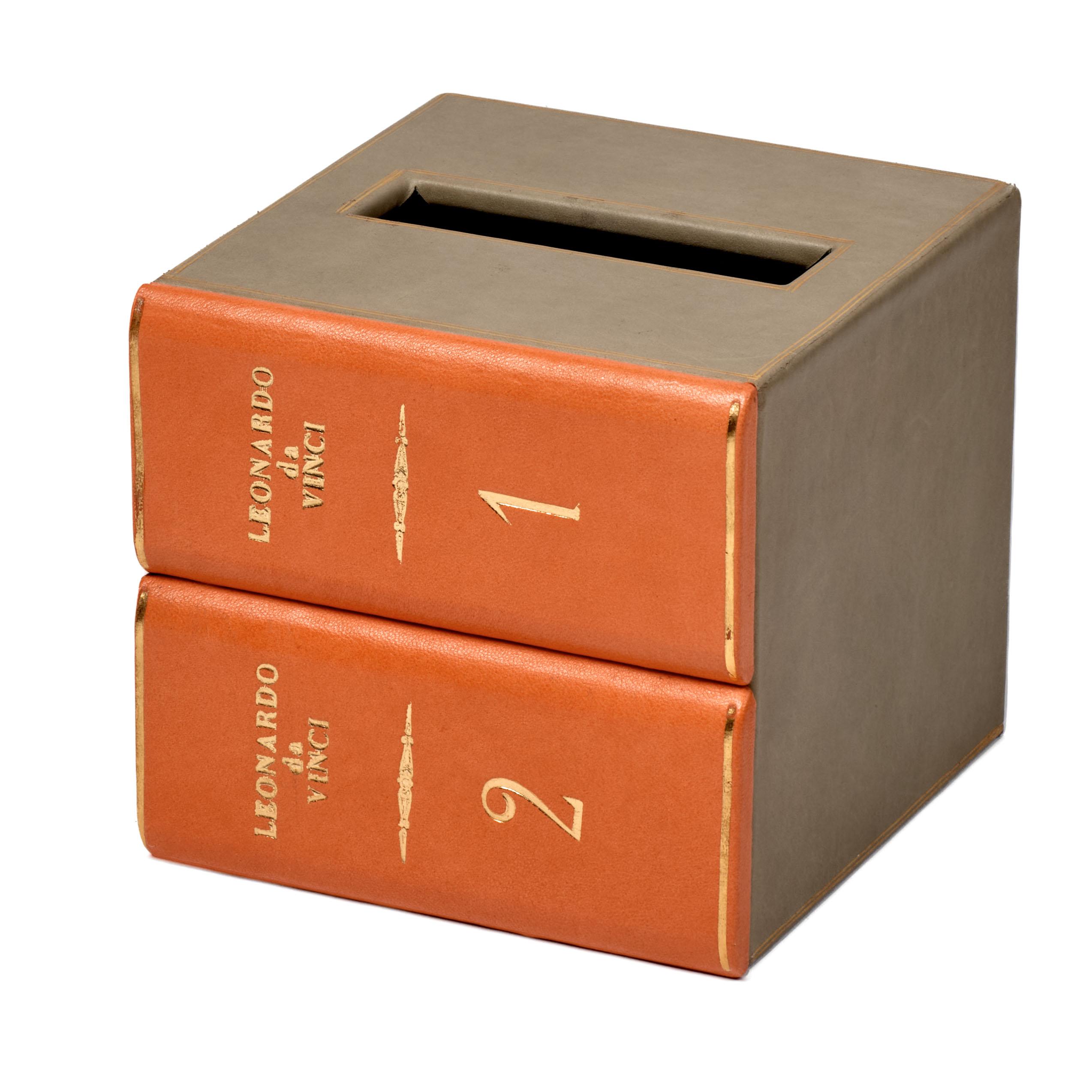 Leather Books Square Tissue Boxes