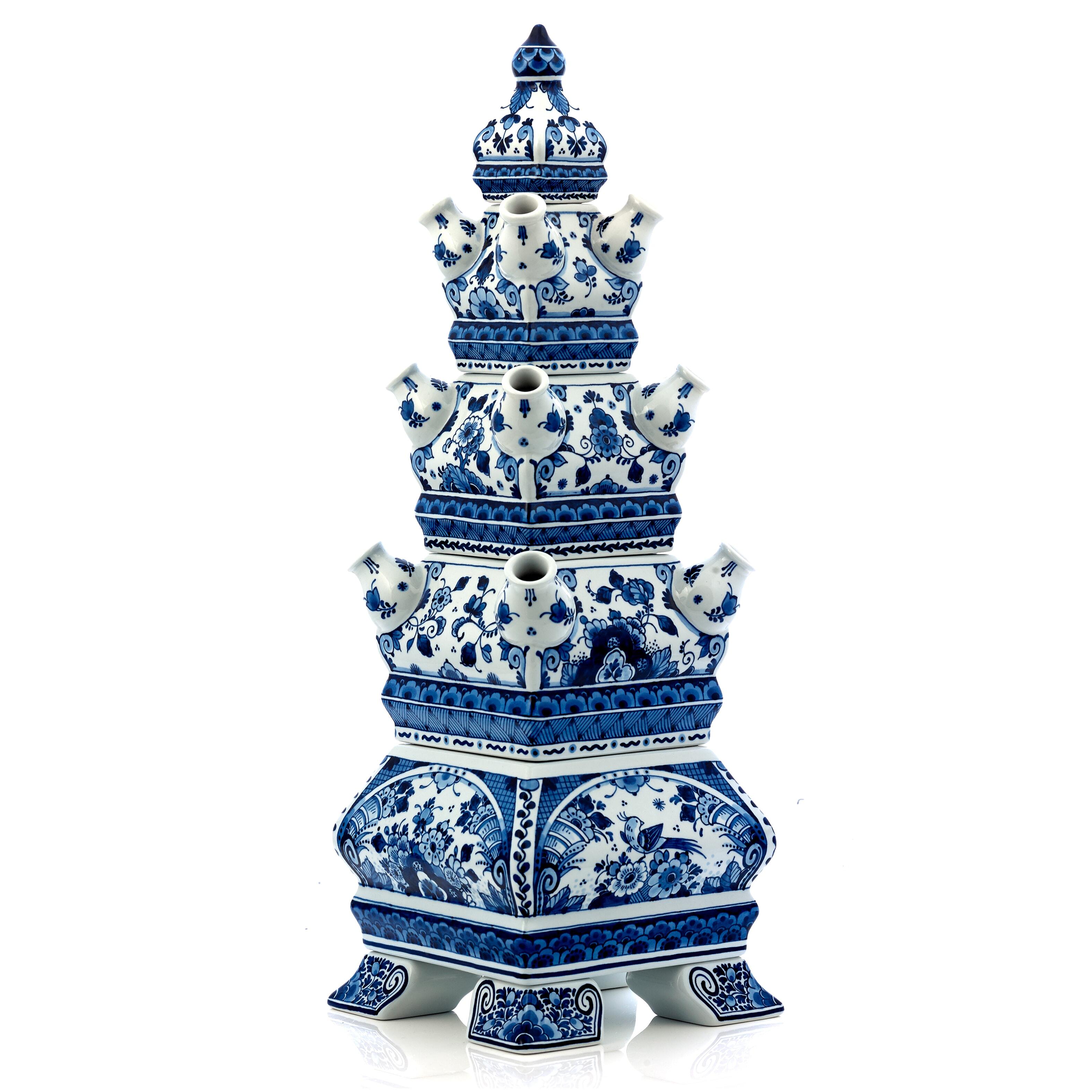 Royal Delft Blue Tulips Pyramid Table Piece