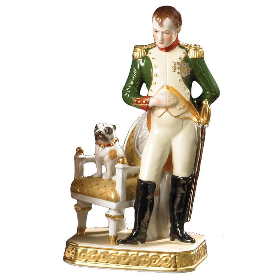 Porcelain Figurine Napoleon Pug Chair