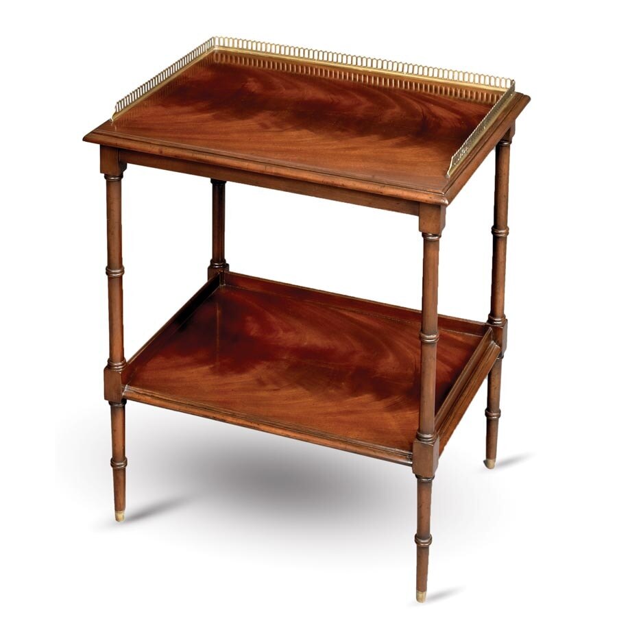 Mahogany Two-Tier End Table with Brass Gallery