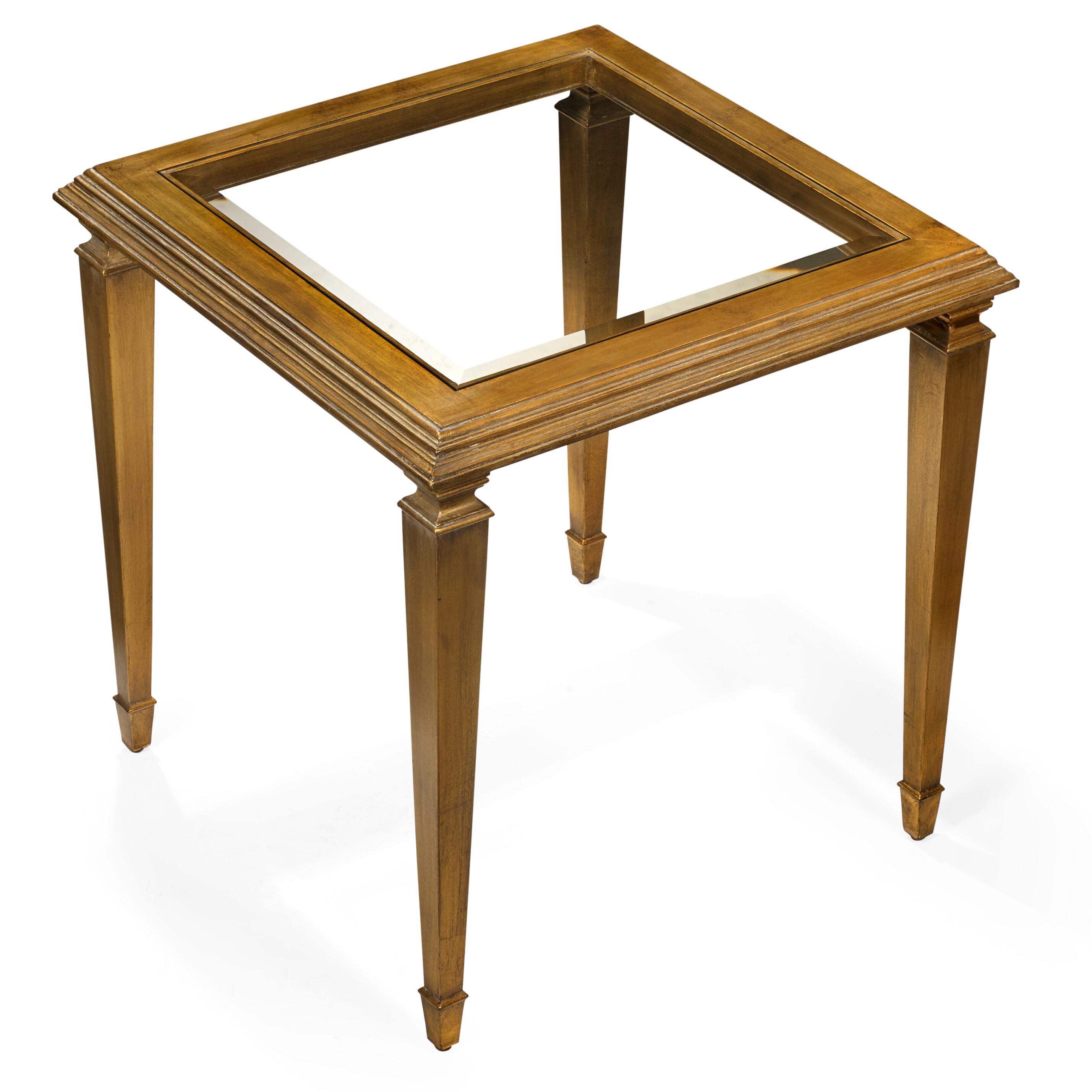 Antique Gold Leaf End Table with Glass Top