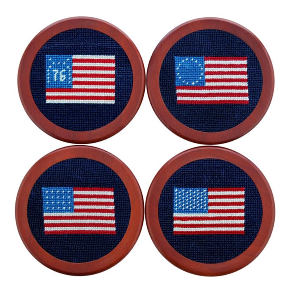 American Flags Needlepoint Coaster Set