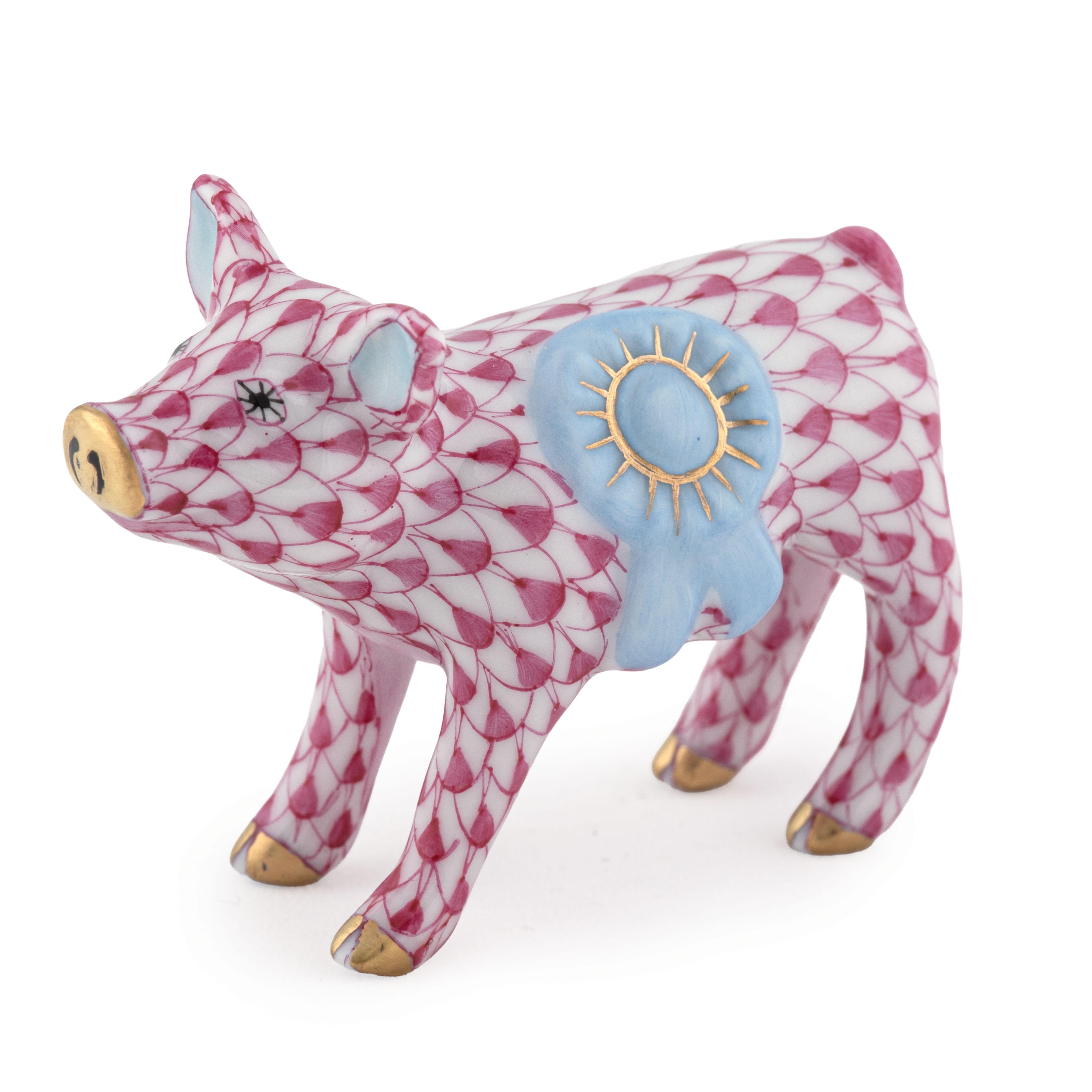 Herend Blue Ribbon Pig