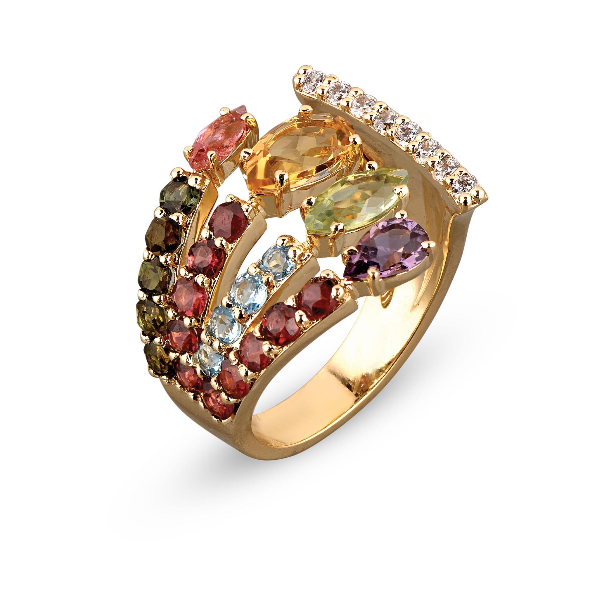 18k Gold Multi-Stone Ring