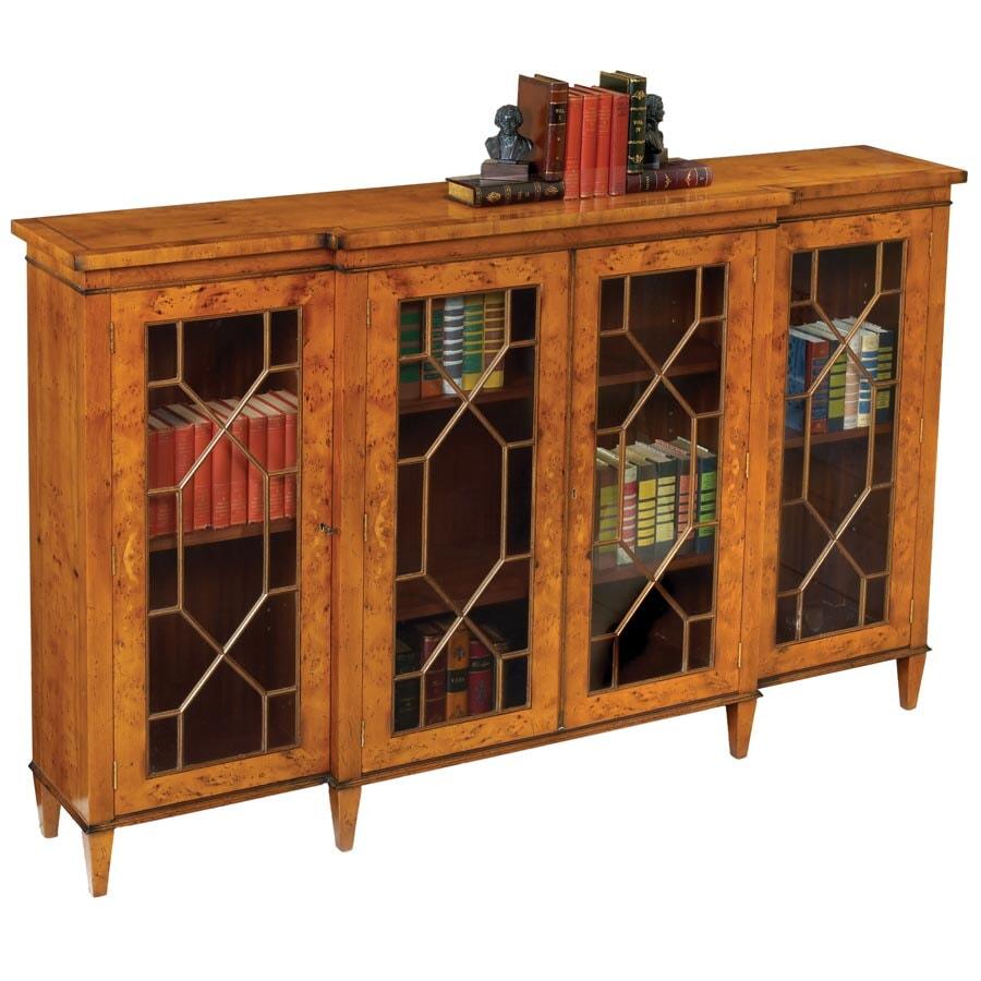 Yew Glazed Breakfront Bookcase